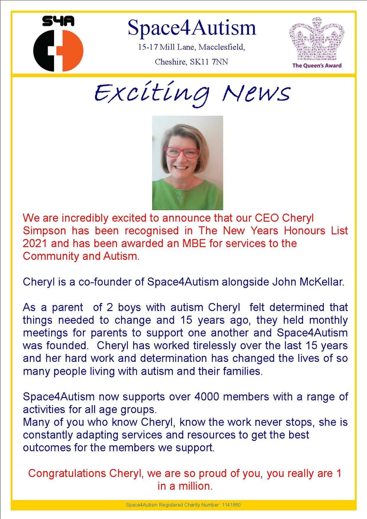 Cheryl Simpson MBE - Space4Autism